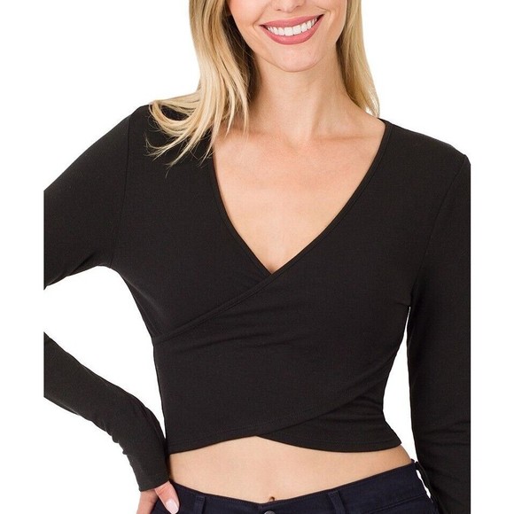 Zenana Outfitters | Tops | Zenana Wrap Crop Top Womens Ballet Core Long ...